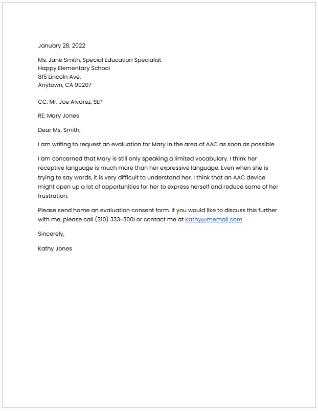 Request an Evaluation Template