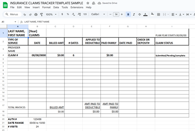 Template to Track Insurance Superbills
